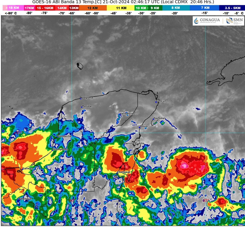 Intervalos de chubascos en el sur de Quintana Roo
