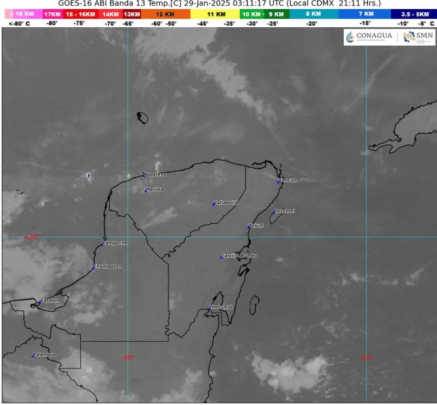 Cielo medio nublado con lluvias aisladas en Quintana Roo