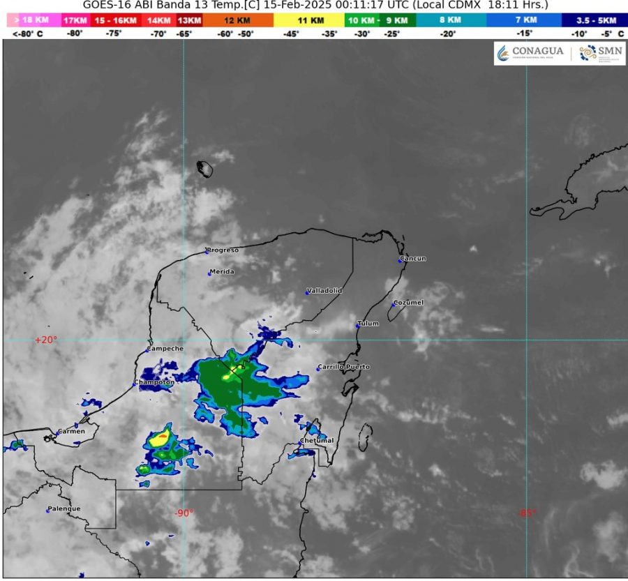 Intervalos de chubascos en Quintana Roo este sábado 15 de febrero